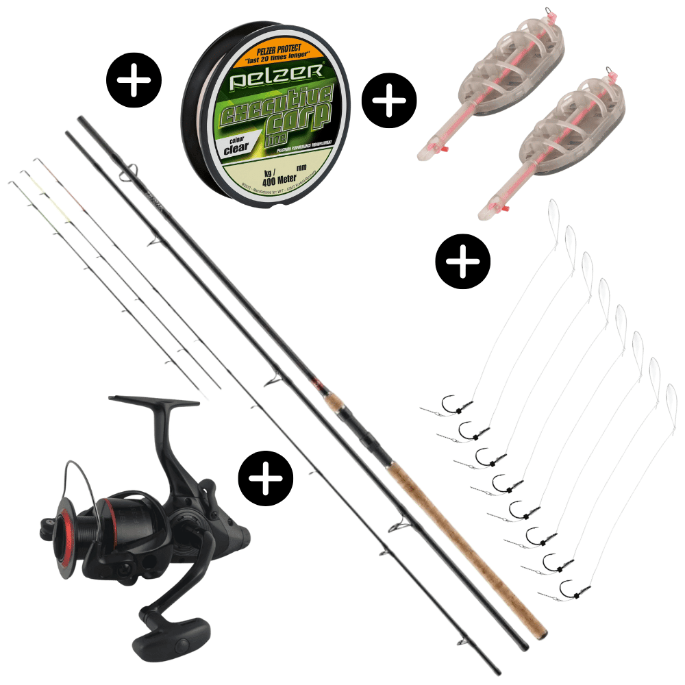 Method Feeder Komplett-Set Daiwa Ninja X Method Feeder 360cm 80g + Okuma Ceymar Baitfeeder 355 ...